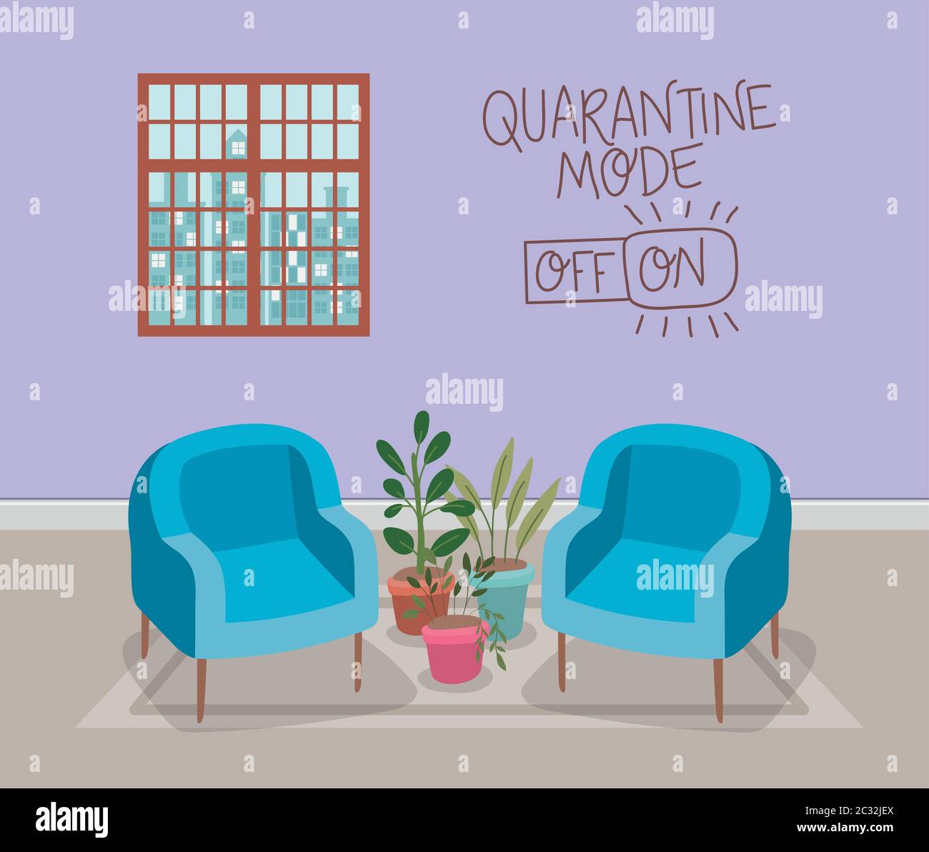 Chairs window and plants inside pots design of Stay at home and ...