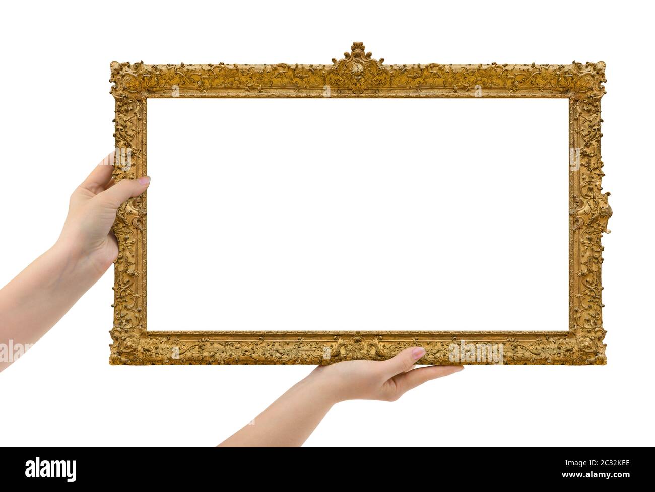 Wooden picture frame in hands Stock Photo - Alamy