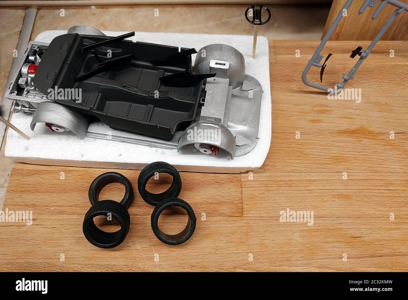 Painting and assembling the black interior of a scale model toy car ...