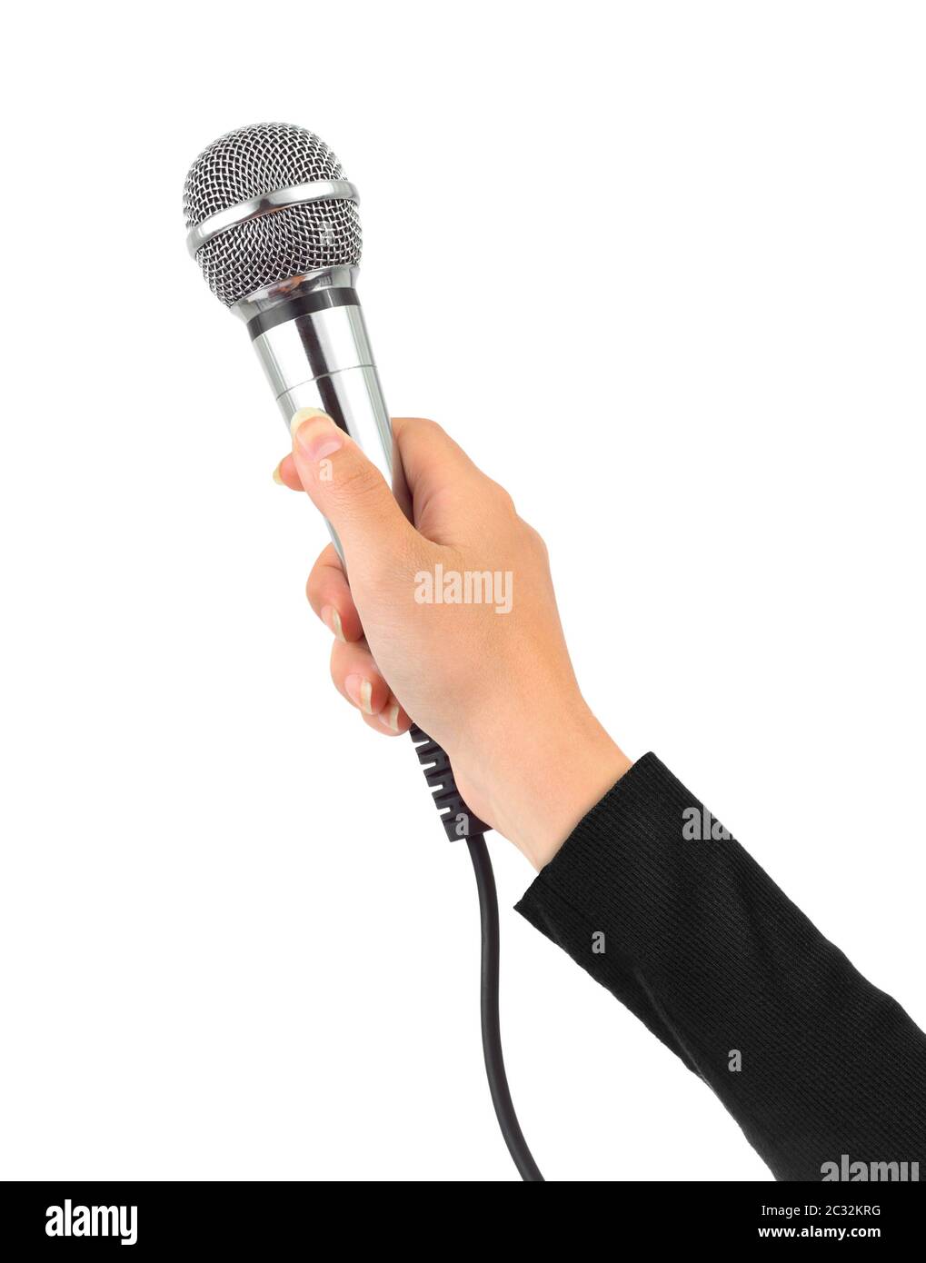 Hand with microphone Stock Photo - Alamy