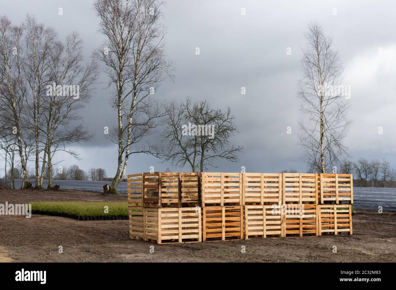 Empty wooden boxes hi-res stock photography and images - Alamy
