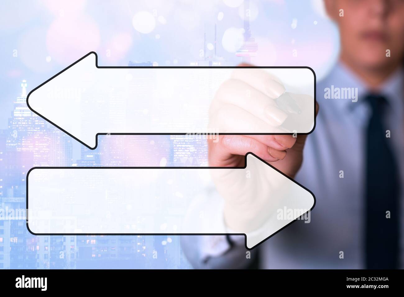 Competitiveness Symbol In Diverging Opposite Views Business Choice ...