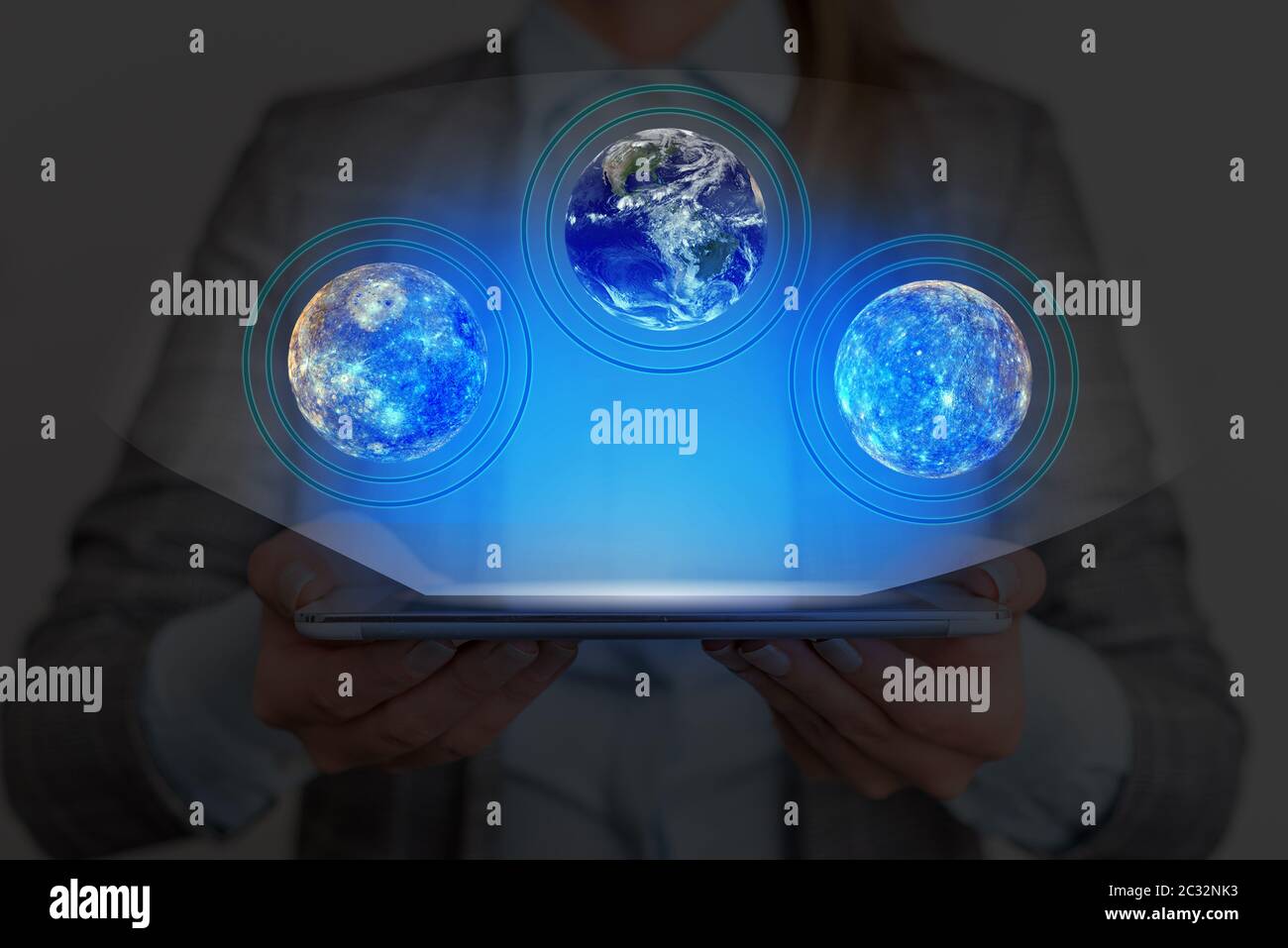 Digital Image of Distant Solar System Showing Global Technology ...