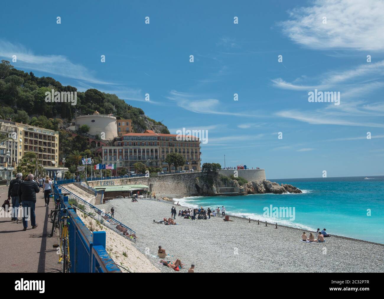 Pebble beach along French Riviera in Nice, France Stock Photo - Alamy