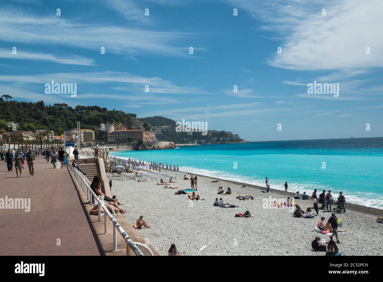 Pebble beach along French Riviera in Nice, France Stock Photo - Alamy