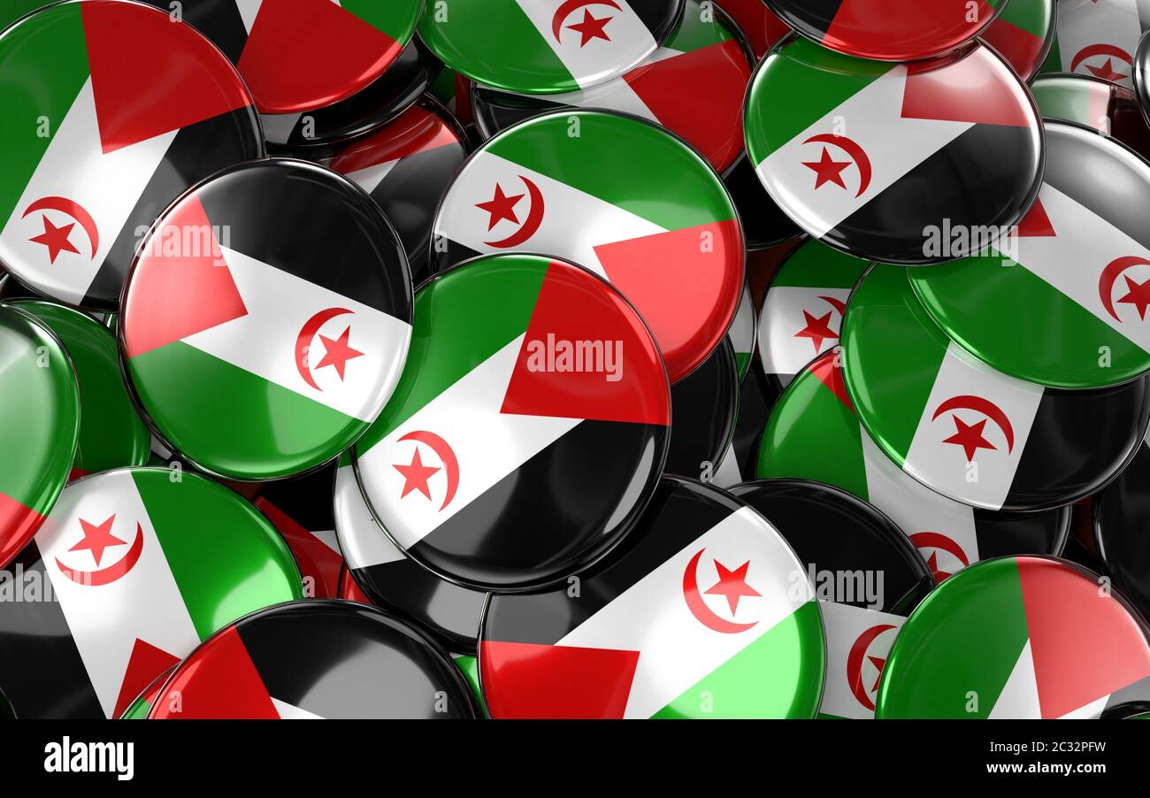 Western Sahara Badges Background - Pile of Western Sahara Flag Buttons ...