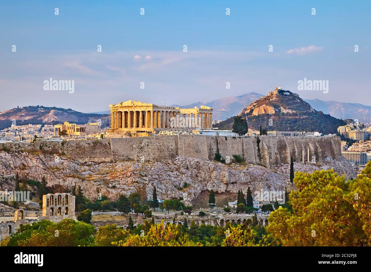 Acropolis at sunset Stock Photo - Alamy