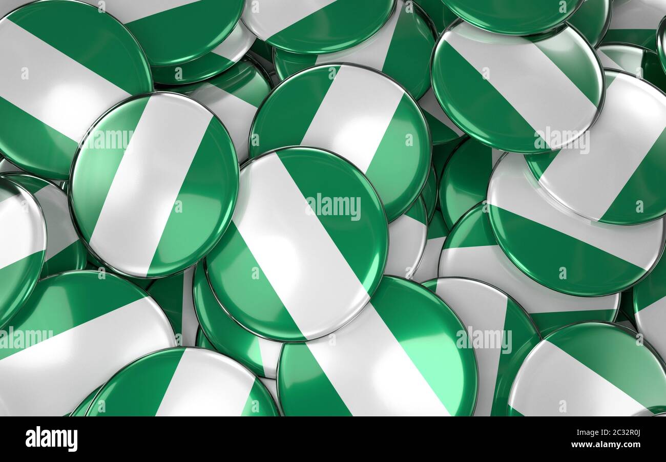 Nogeria Badges Background - Pile of Nigerian Flag Buttons. 3D Rendering ...