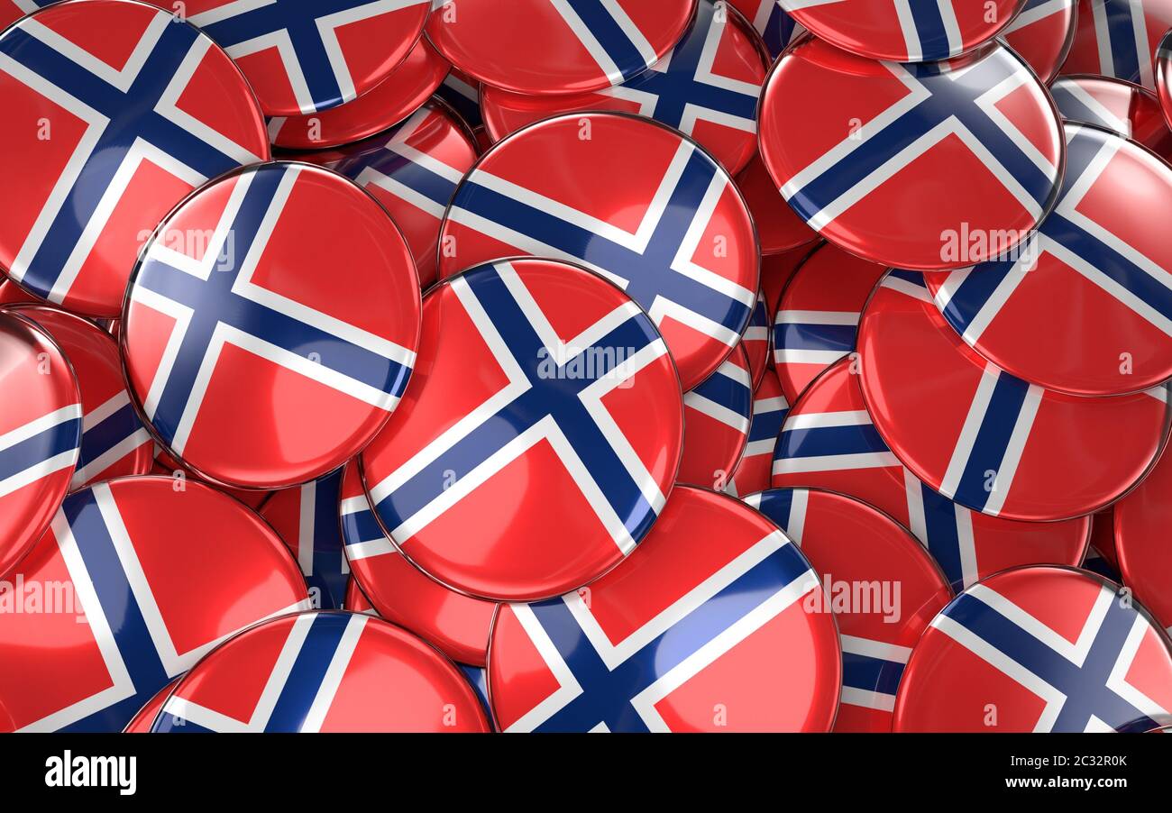 Norway Badges Background - Pile of norwegian Flag Buttons. 3D Rendering ...