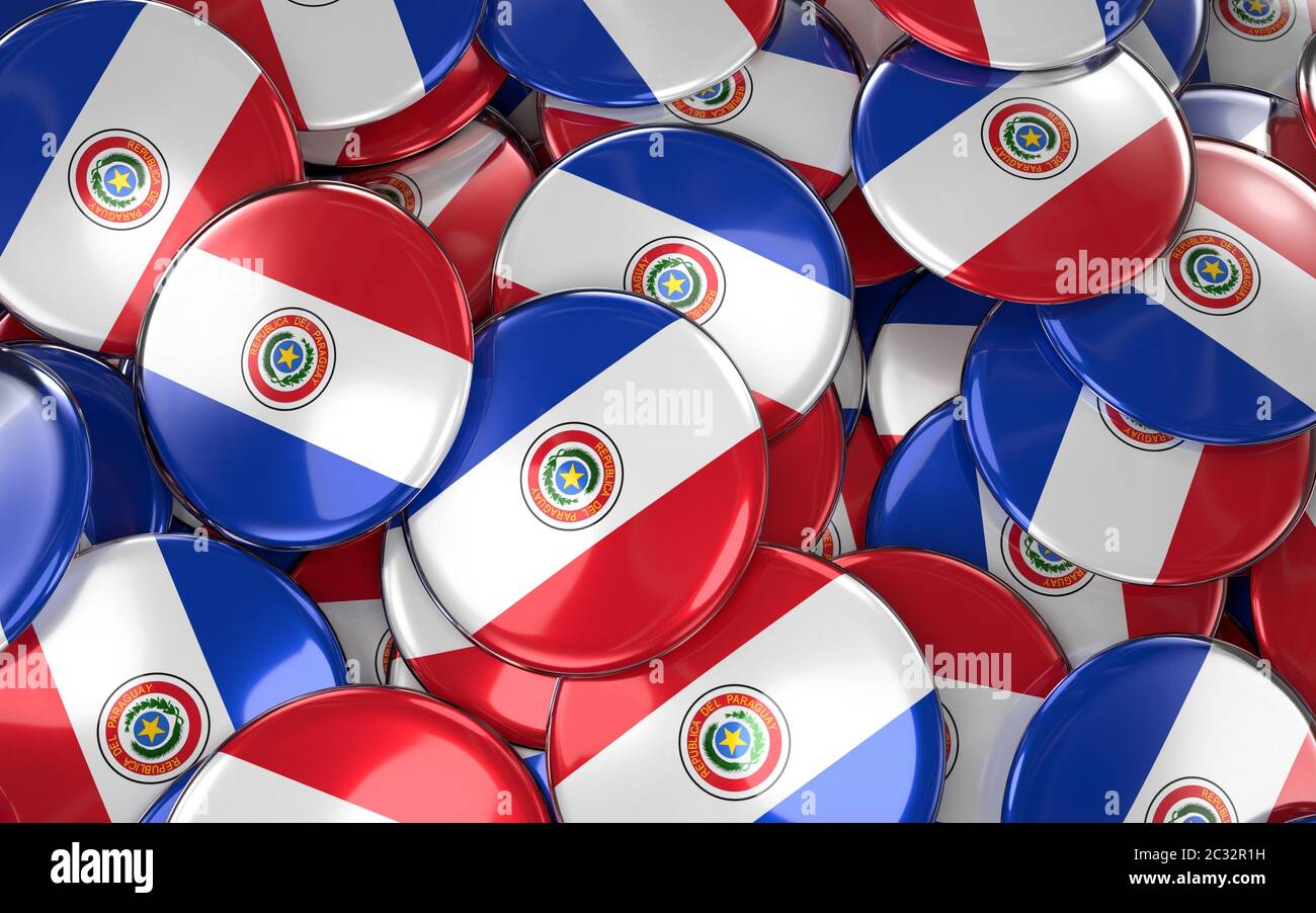 Paraguay Badges Background - Pile of paraguayan Flag Buttons. 3D ...