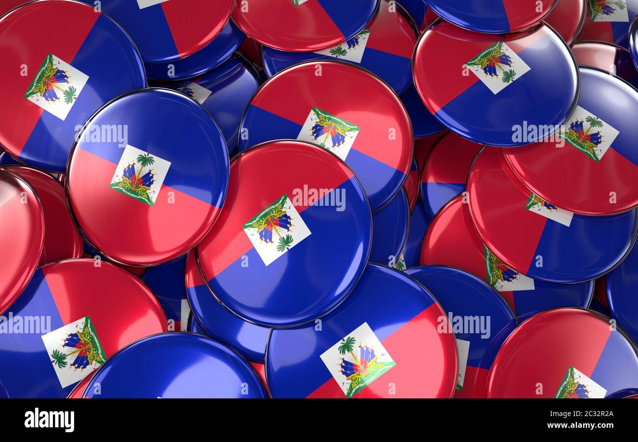 Haiti Badges Background - Pile of Haitian Flag Buttons. 3D Rendering ...
