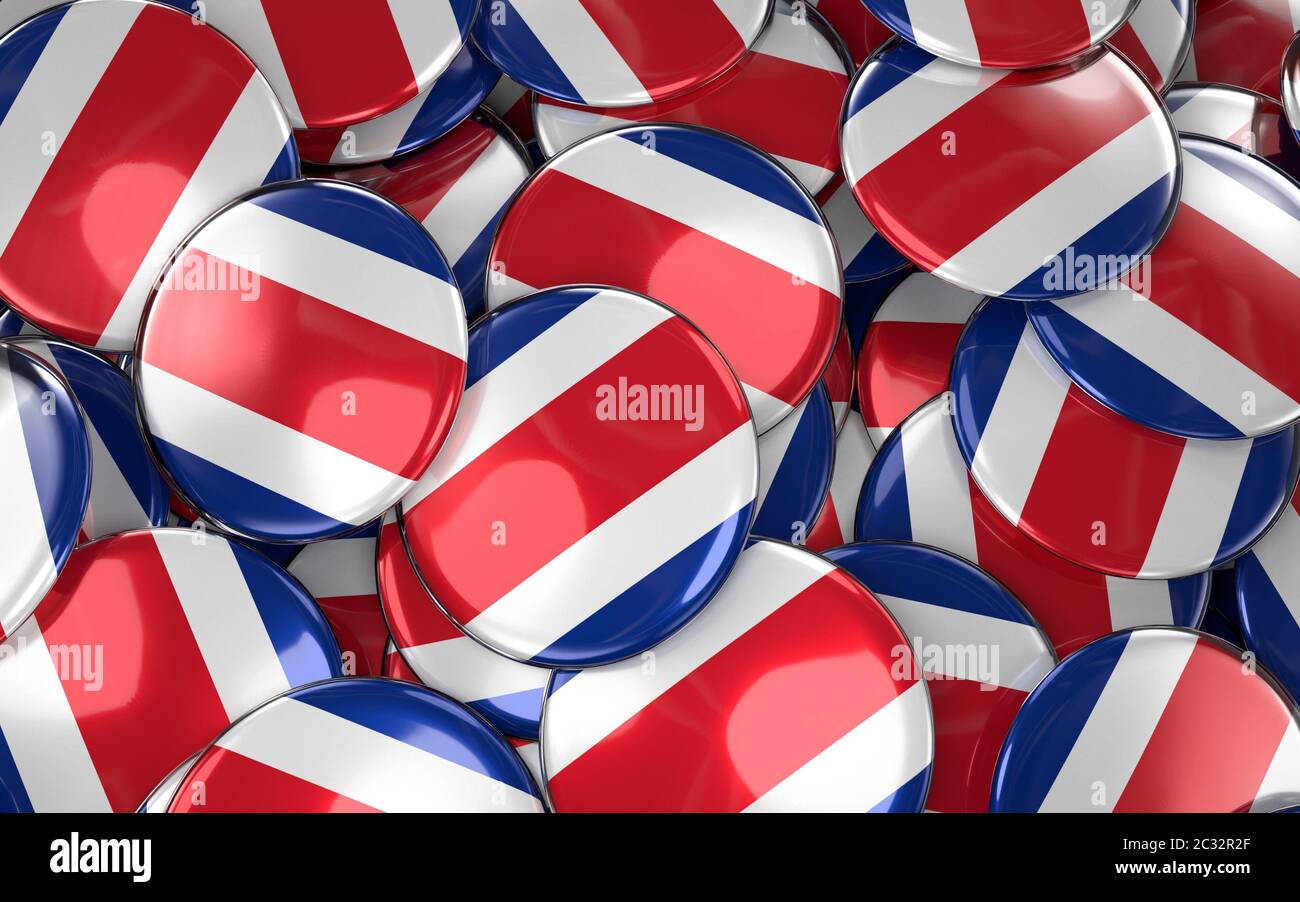 Costa Rica Badges Background - Pile of Costa Rican Flag Buttons. 3D ...