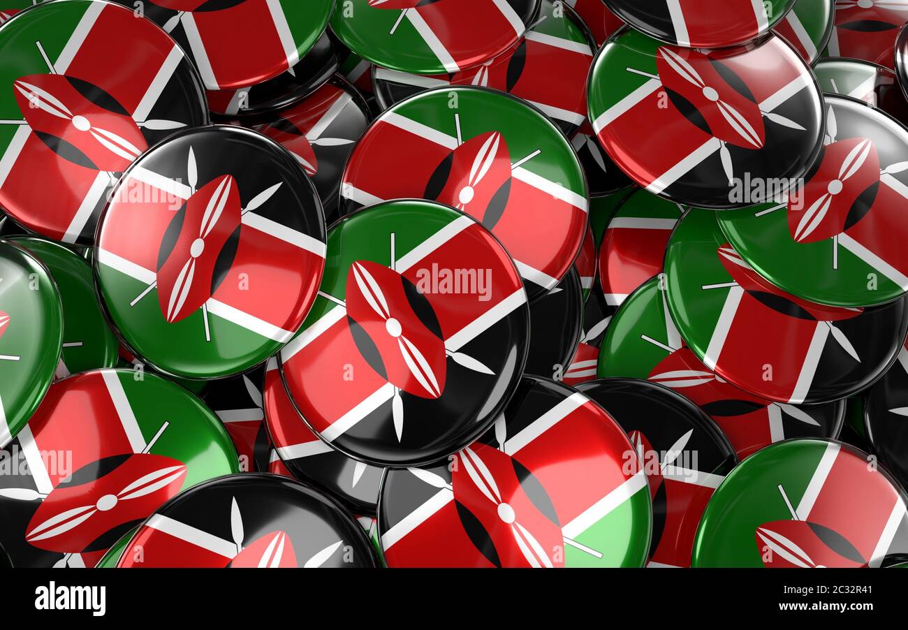 Kenya Badges Background - Pile of Kenyan Flag Buttons. 3D Rendering ...