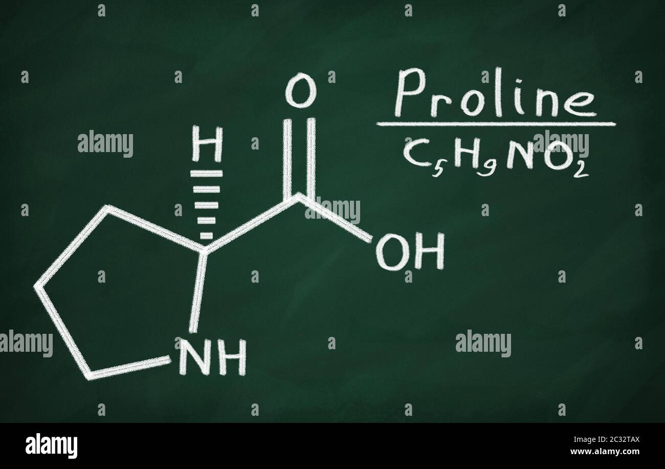 Structural model of Proline on the blackboard Stock Photo - Alamy