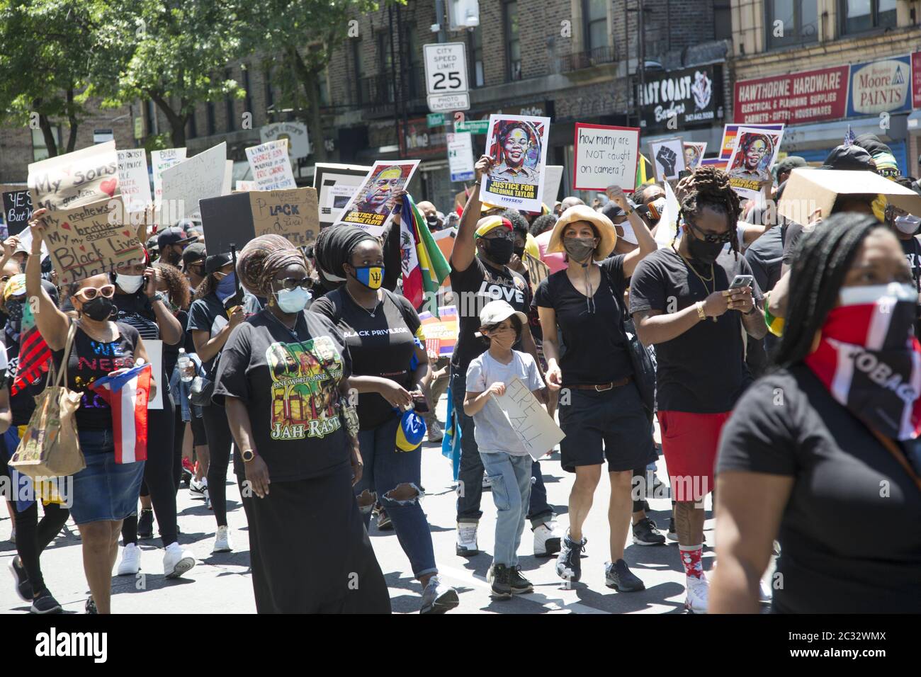 Marchers in the Flatbush neighborhood, predominantly African American ...