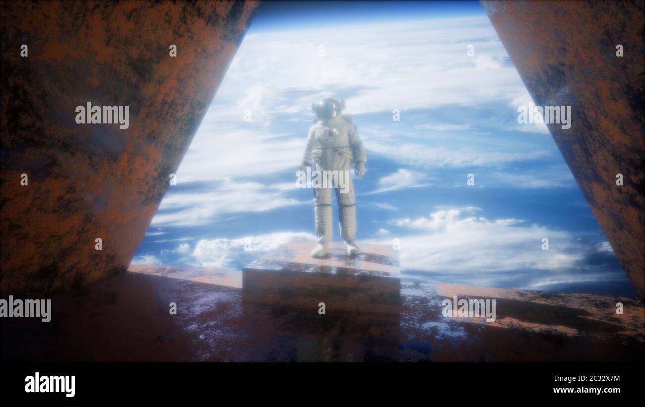 astronaut on the space observatory station near Earth Stock Photo - Alamy
