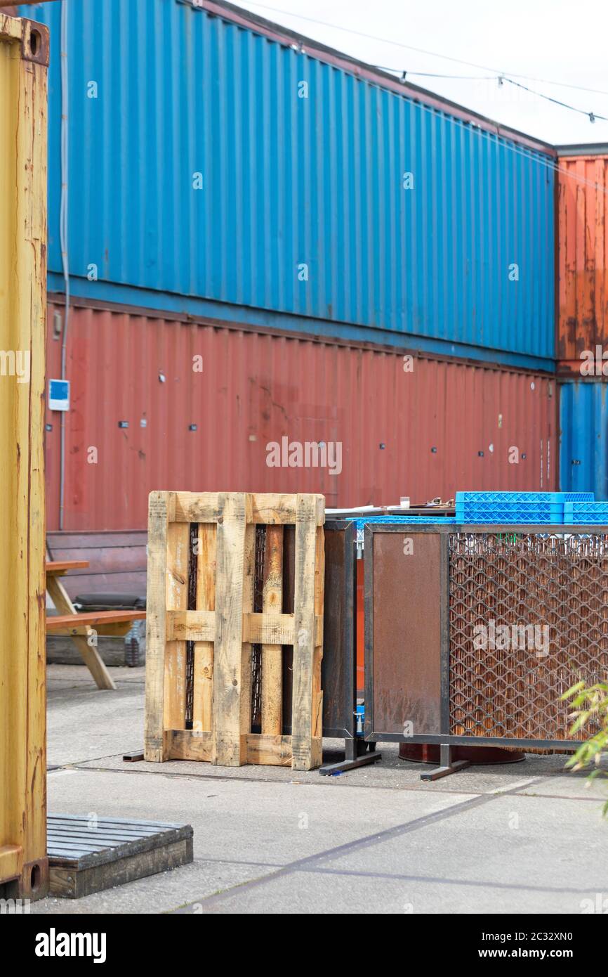 Stacked Cargo Containers in Port Yard Stock Photo - Alamy