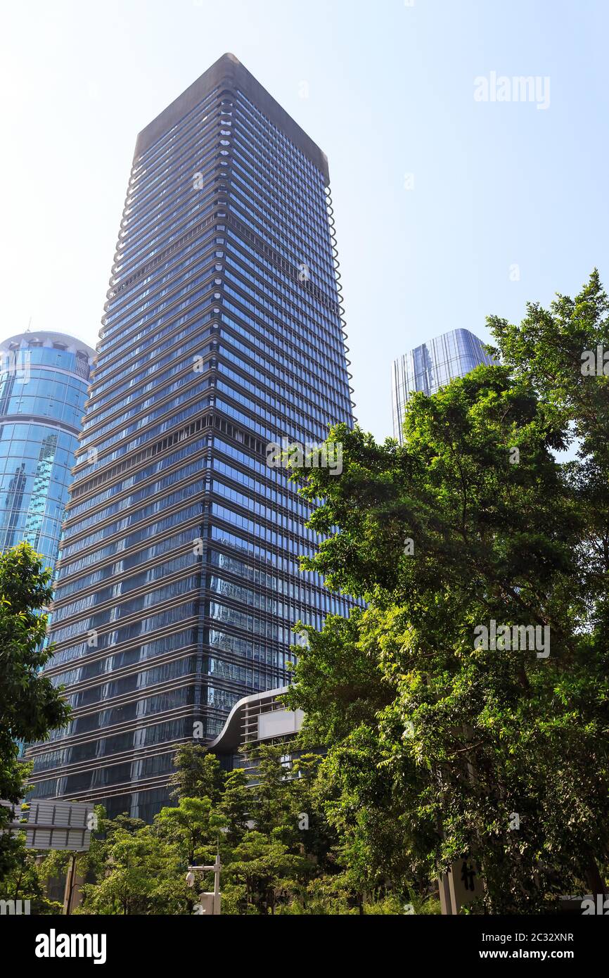 High-rise buildings in the city in clear sunny weather with tropical ...