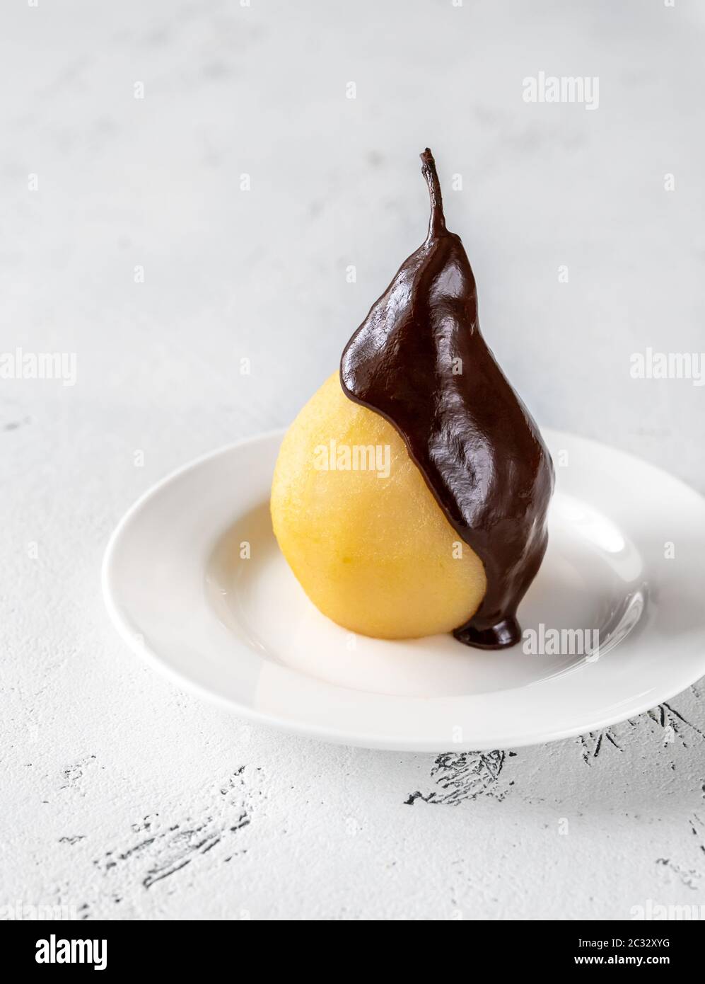 Poire belle Helene - French dessert made from poached pear served with ...