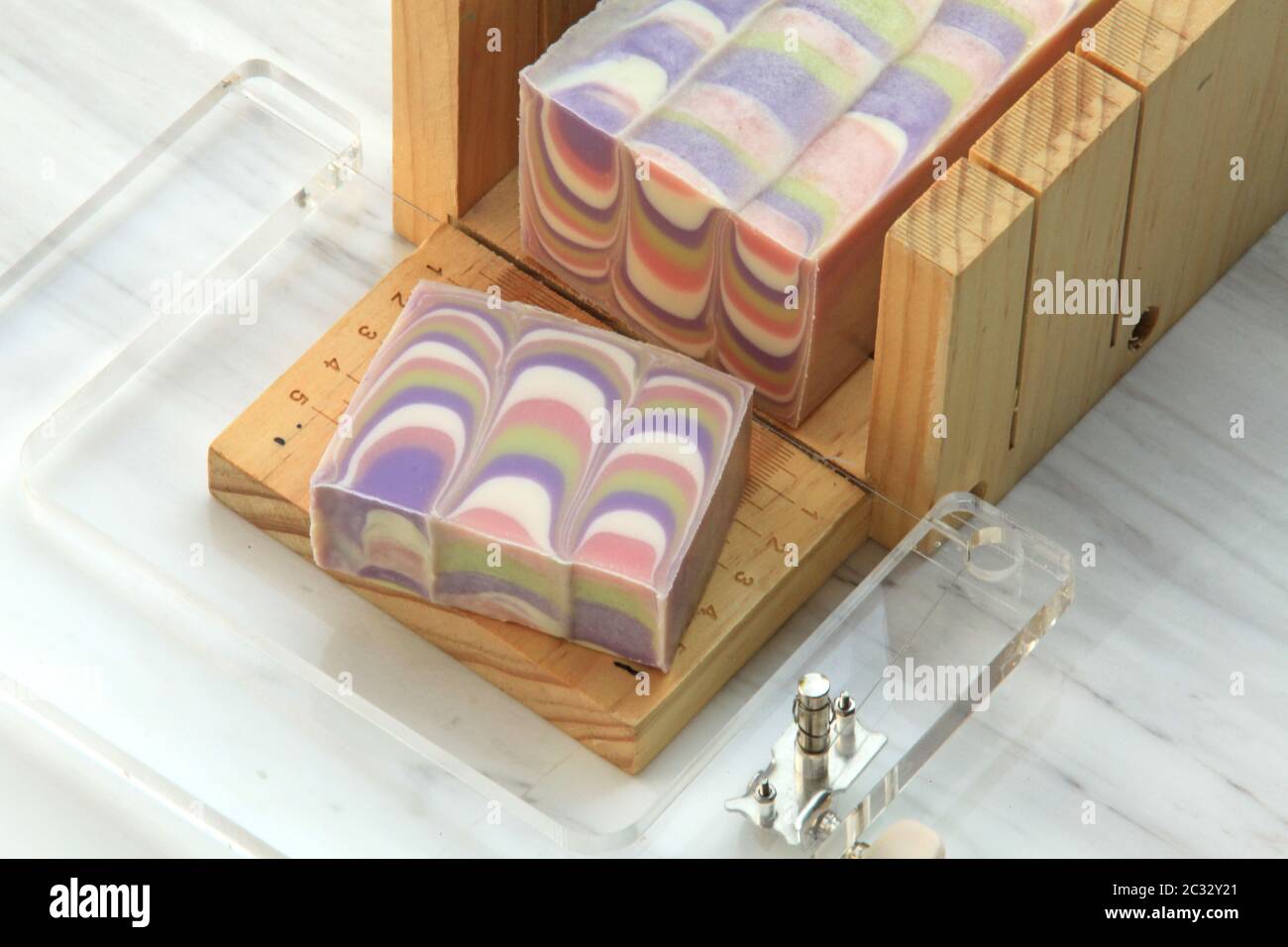 block of pretty pastel coloured soap on display Stock Photo - Alamy