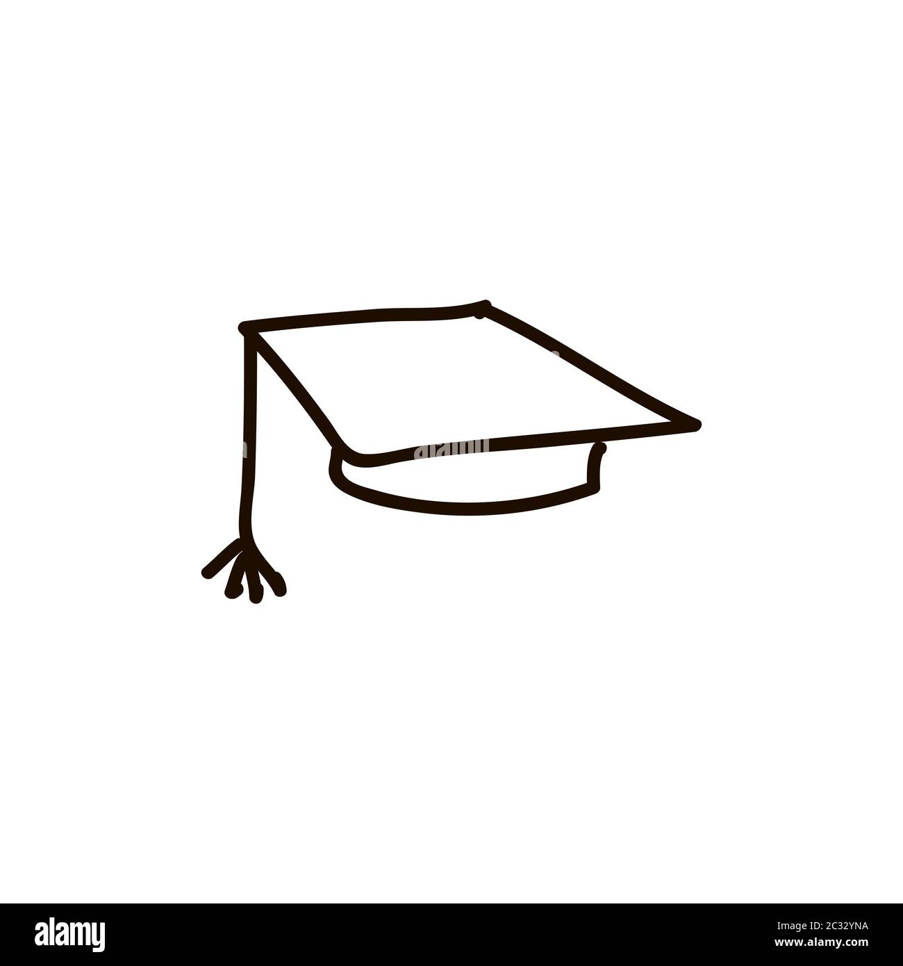 Graduation cap flat style cartoon ink pen Icon vector illustration ...