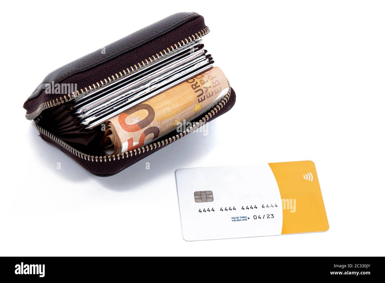 wallet full of euro money isolated on a white background Stock Photo ...