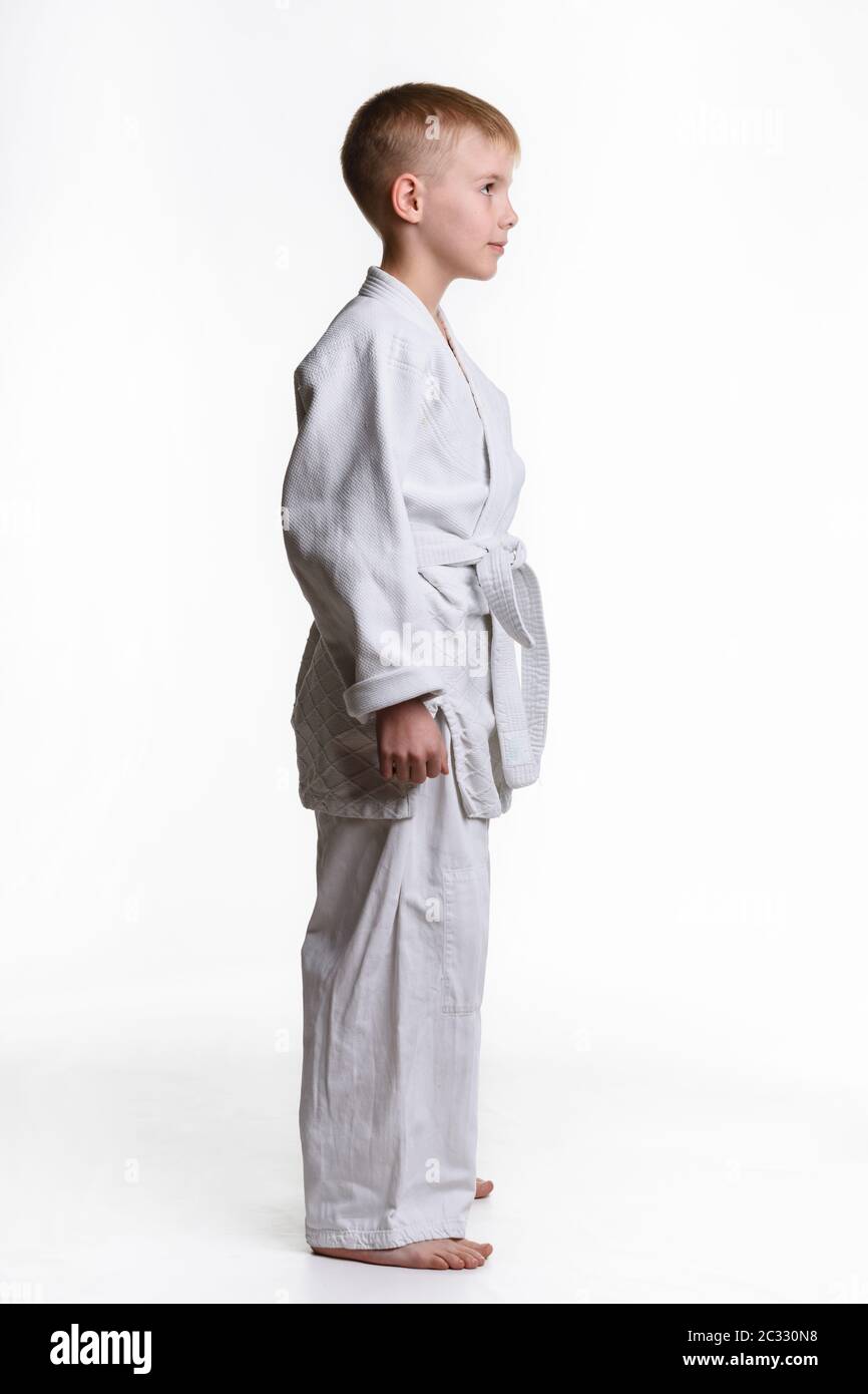 Side view of an athlete dressed in a white mastiff Stock Photo - Alamy