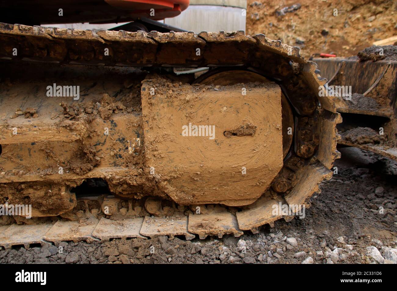 Drive chain of a construction machine Stock Photo - Alamy