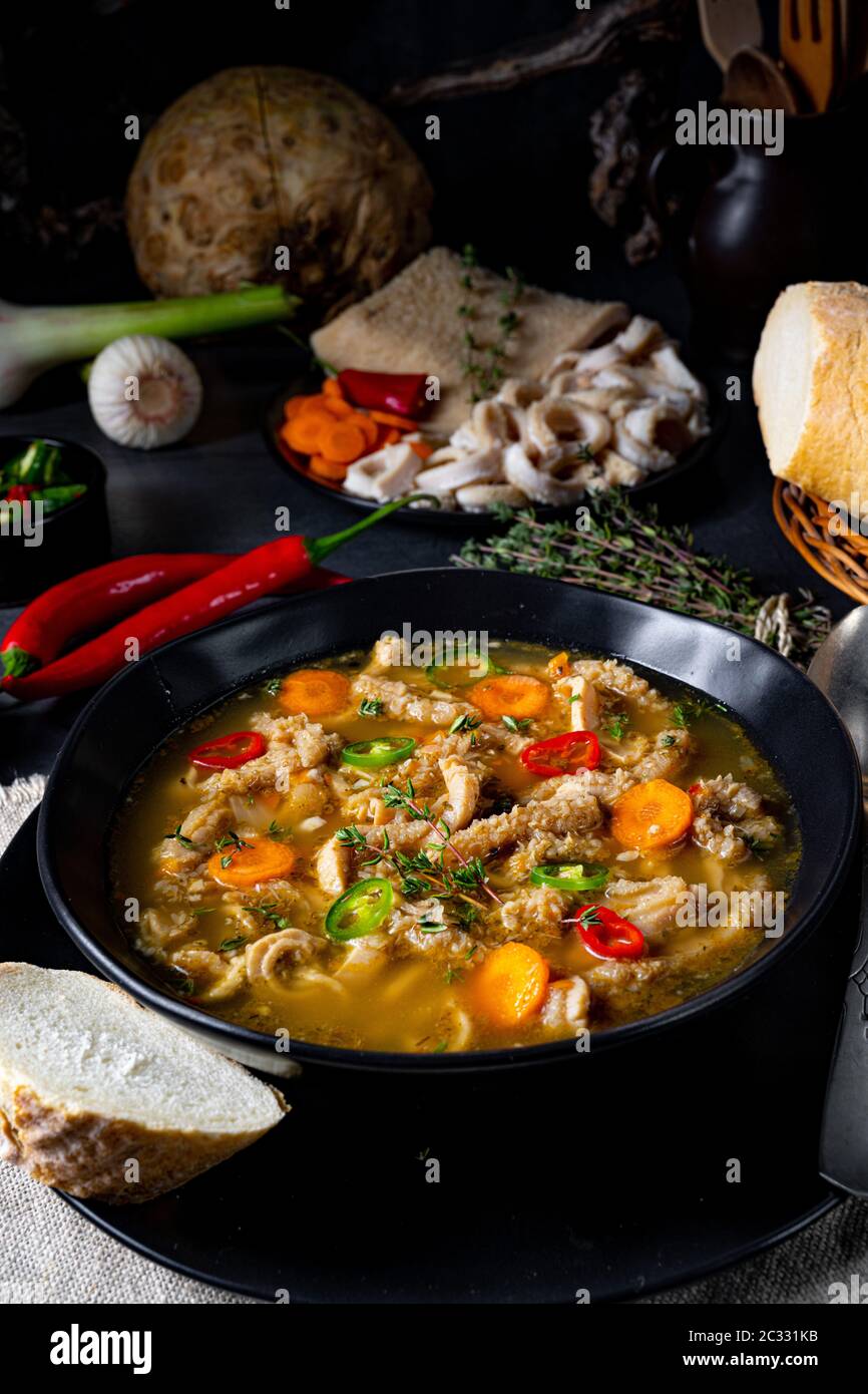 Flaczki - tripe soup the Polish way Stock Photo - Alamy