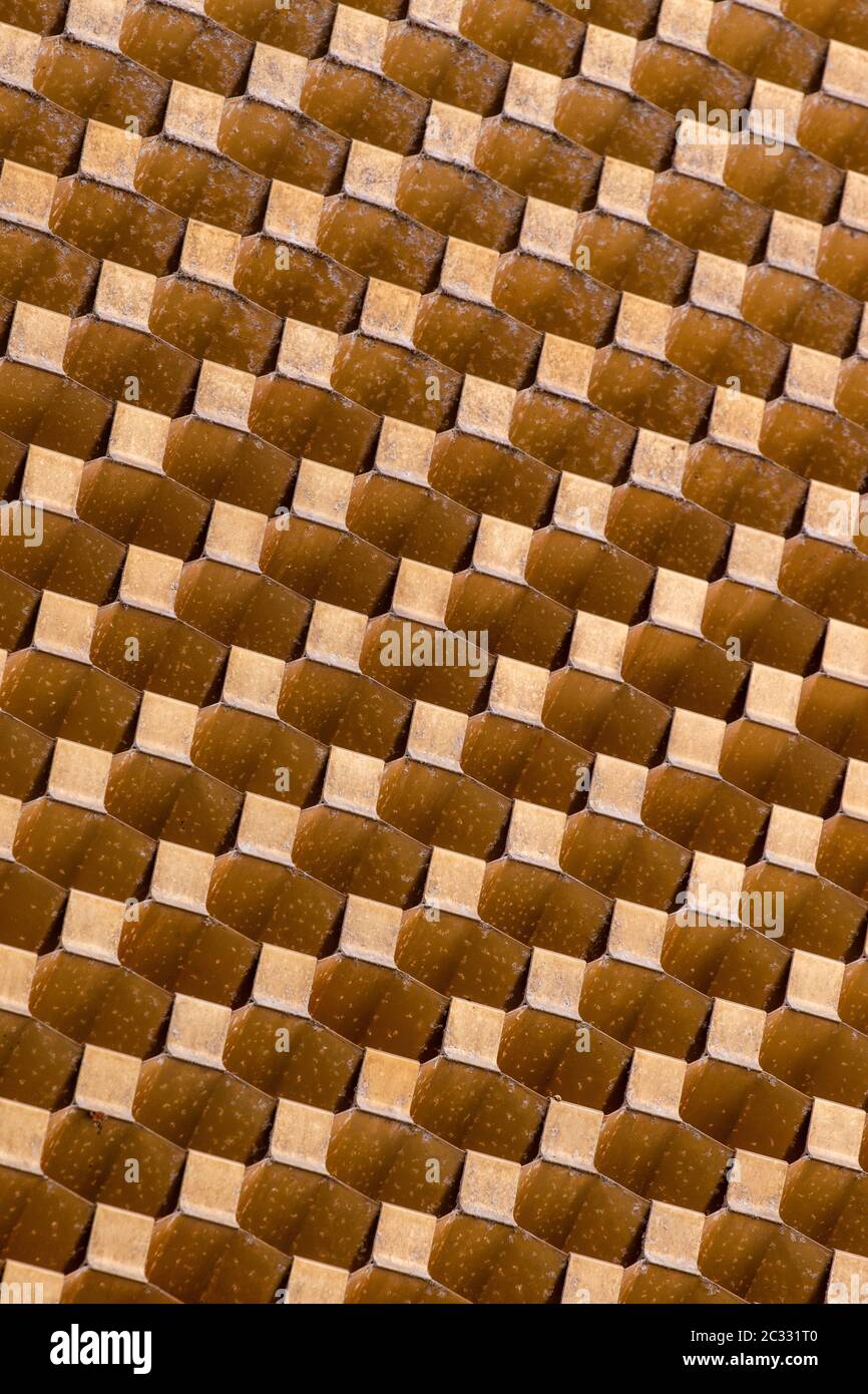 Abstract architecture details painted golden on building wall Stock ...