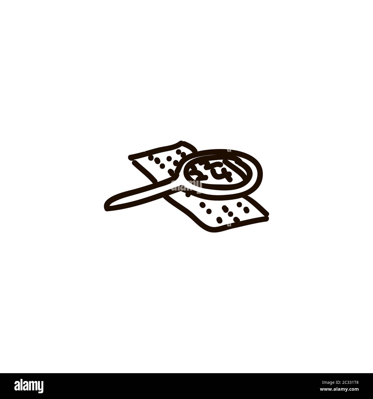 Line art black magnifier isolated cartoon ink pen Icon sketch style ...
