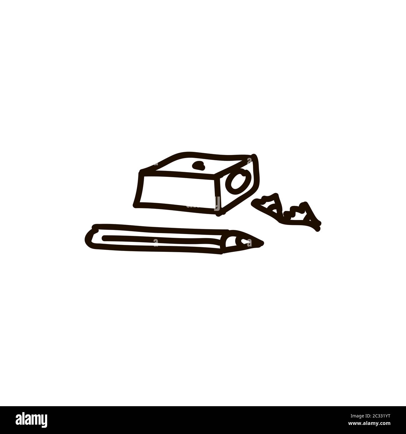 pencil and sharpener Graduation cap flat style colored cartoon ink pen ...