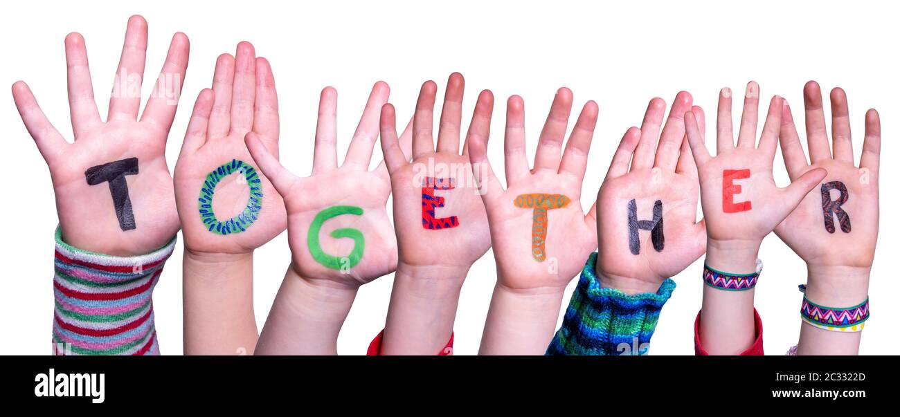 Children Hands Building Colorful Word Together. White Isolated ...