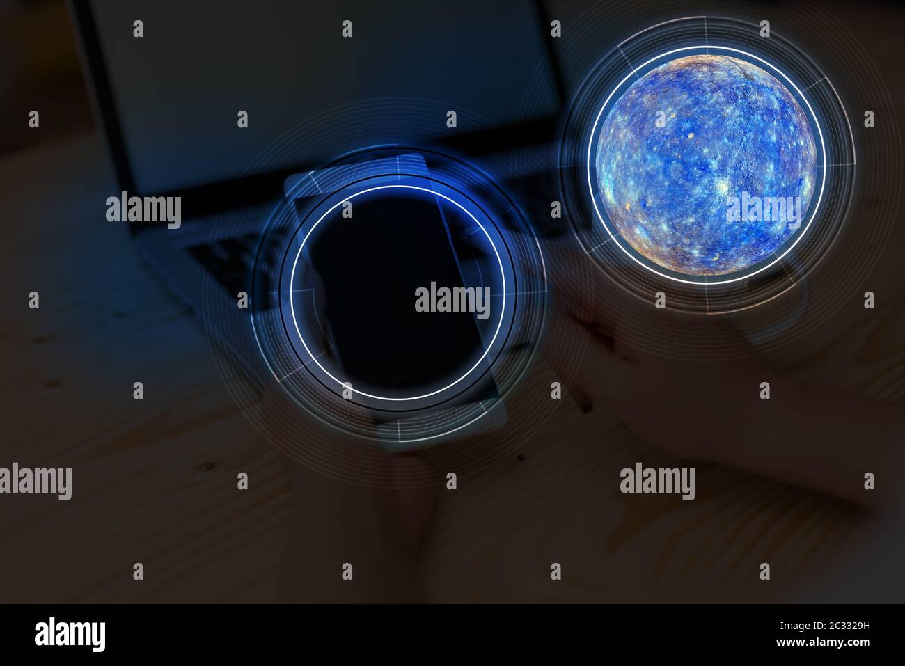 Digital Image of Distant Solar System Showing Global Technology ...