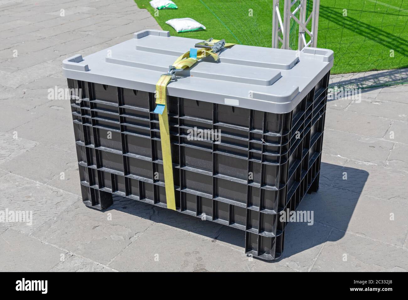 Cargo Pallet Box With Strap Shipping Crate Stock Photo - Alamy