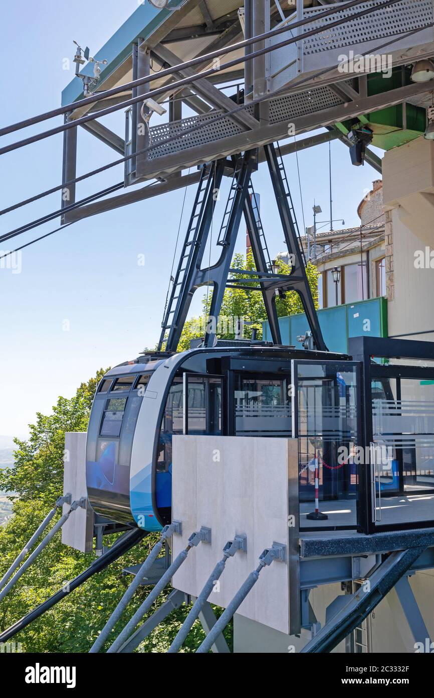 Cable Car at Upper Funivia Station in San Marino Stock Photo - Alamy
