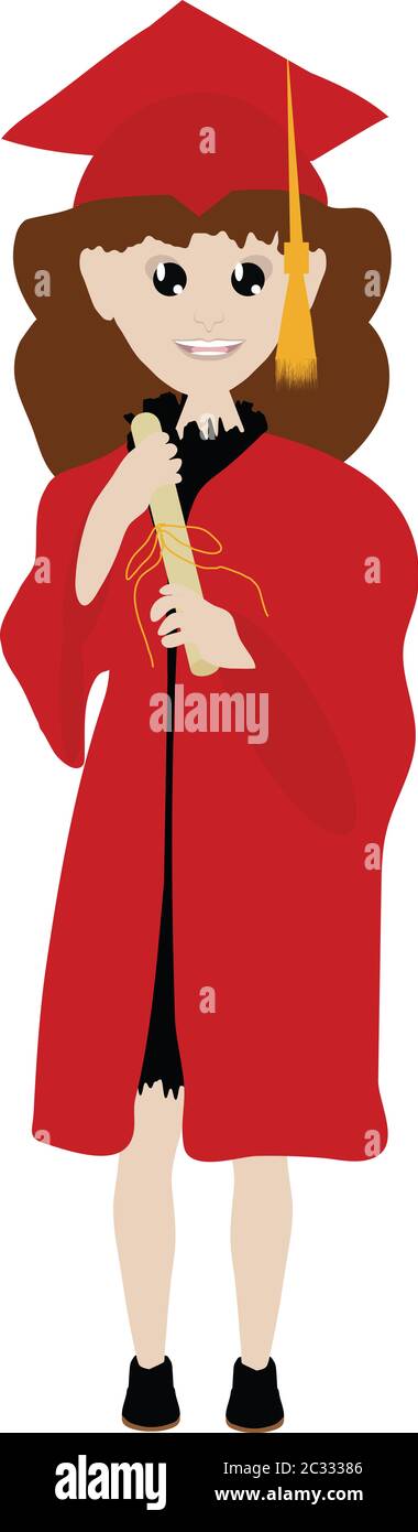 Women in red graduation gown illustration hi-res stock photography and ...