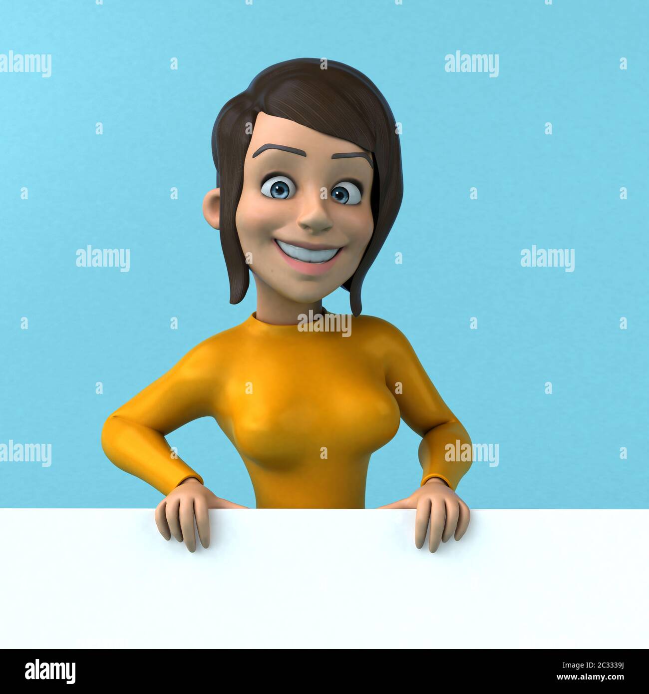Fun 3D cartoon yellow girl Stock Photo - Alamy