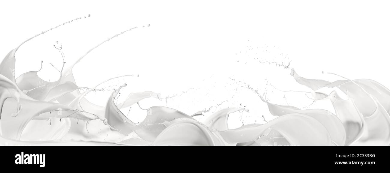 wave of milk with splashing, isolated on white Stock Photo - Alamy