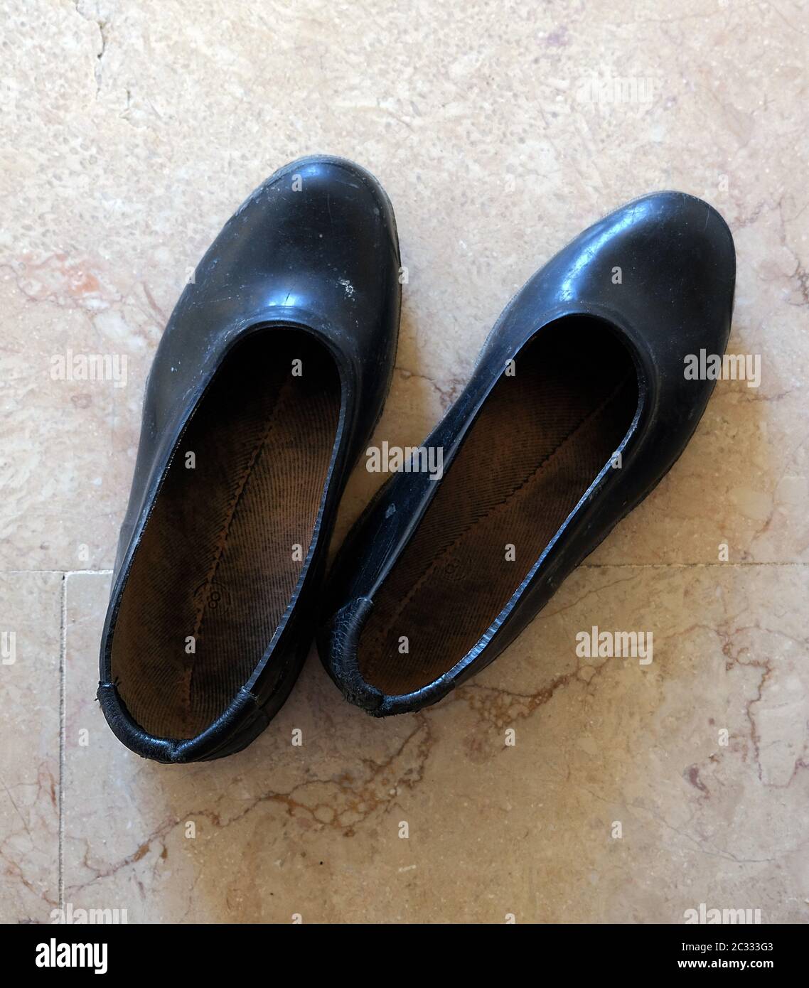 old classic rubber shoes, village shoes Stock Photo - Alamy