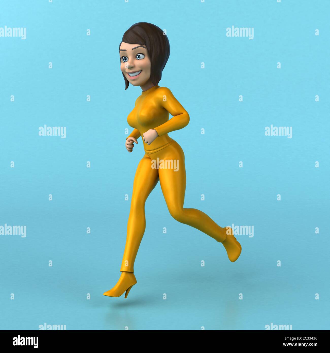 Fun 3D cartoon yellow girl Stock Photo - Alamy