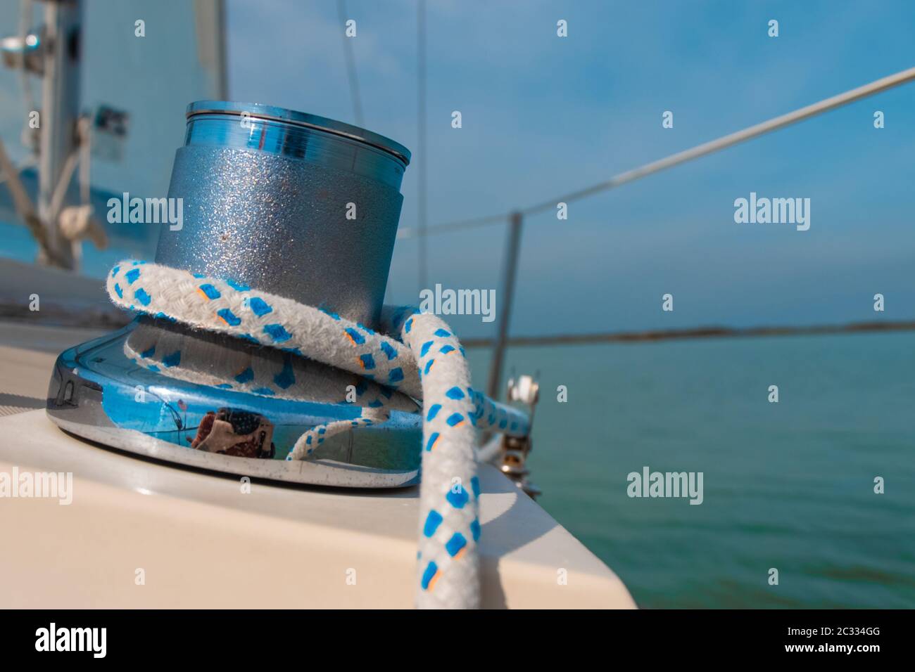 Jib line on the winch in low winds Stock Photo - Alamy
