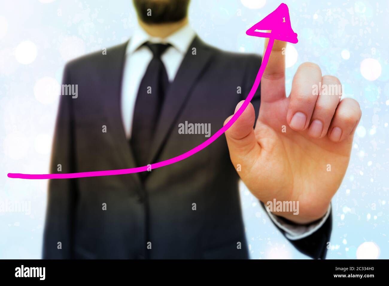 Digital Arrowhead Curve Rising Upward Denoting Growth Development ...