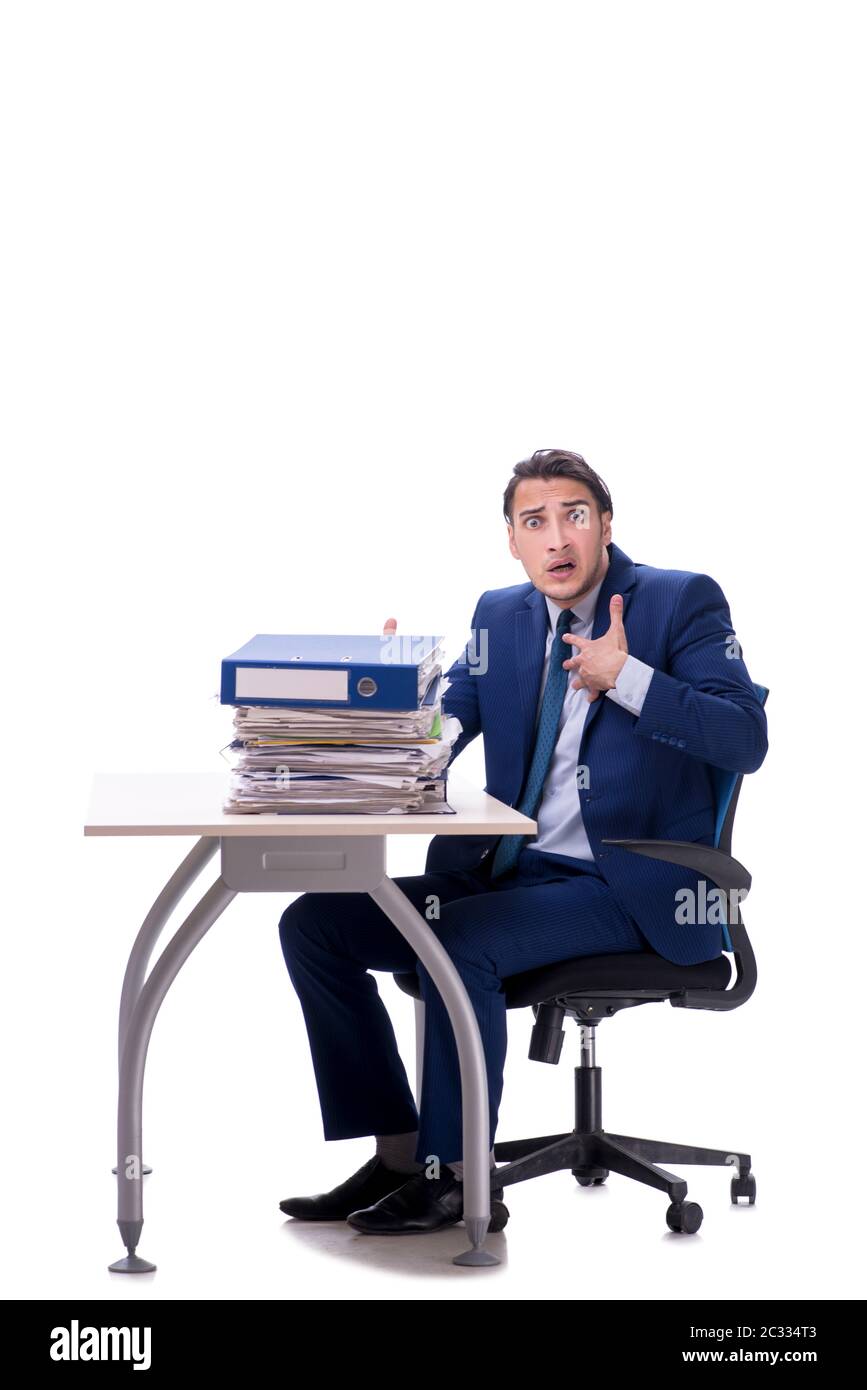 Employee working isolated on white background Stock Photo - Alamy