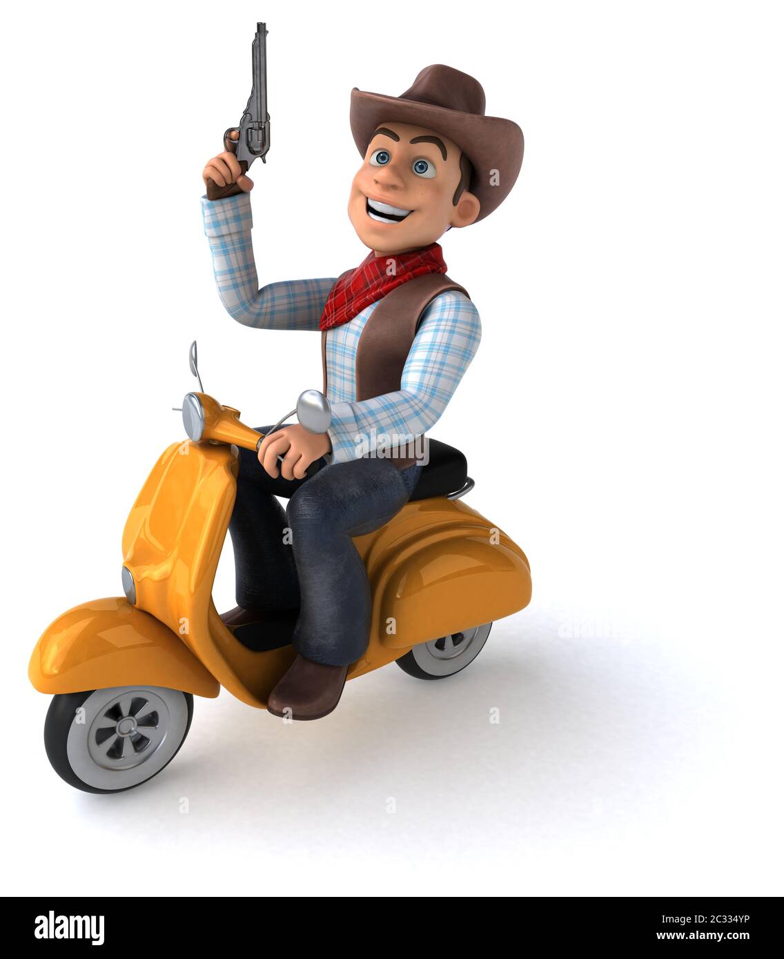 Fun Cowboy - 3D Illustration Stock Photo - Alamy