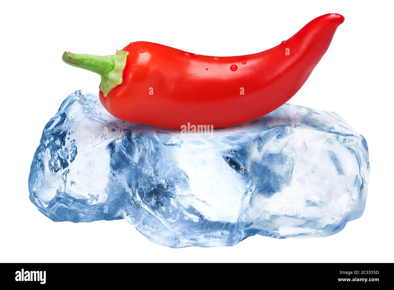 Whole hot chile pepper freezing on roughly crushed ice Stock Photo - Alamy