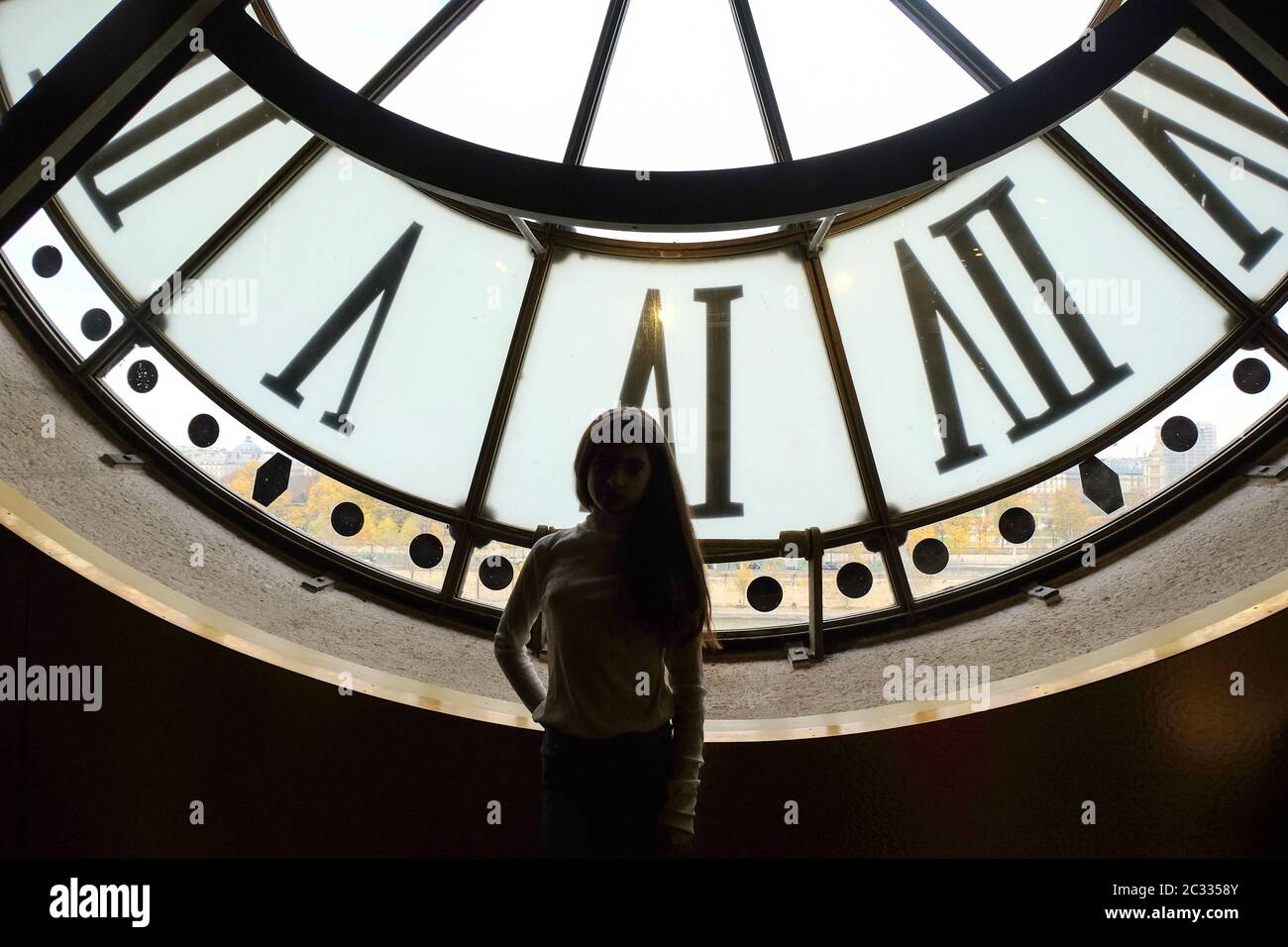 Paris, France - November, 2017: Large clock in the Musée d'Orsay, Paris ...