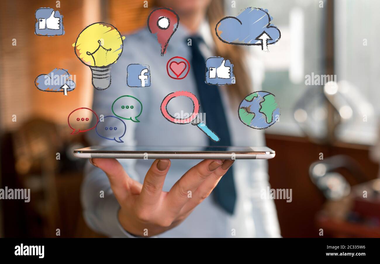 Free Sketch Of Digital Technology Information With Infographic Element ...