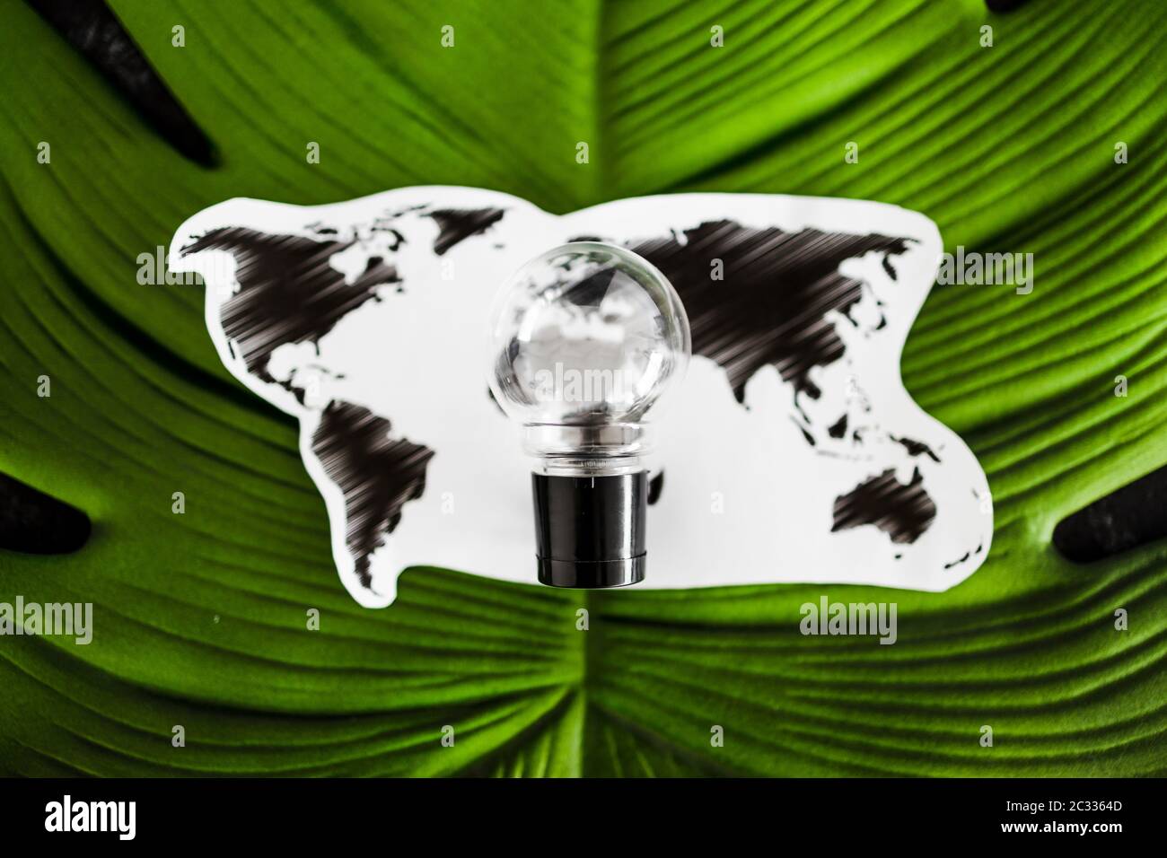ideas for ecology and the environment concept, lightbulb and world map ...