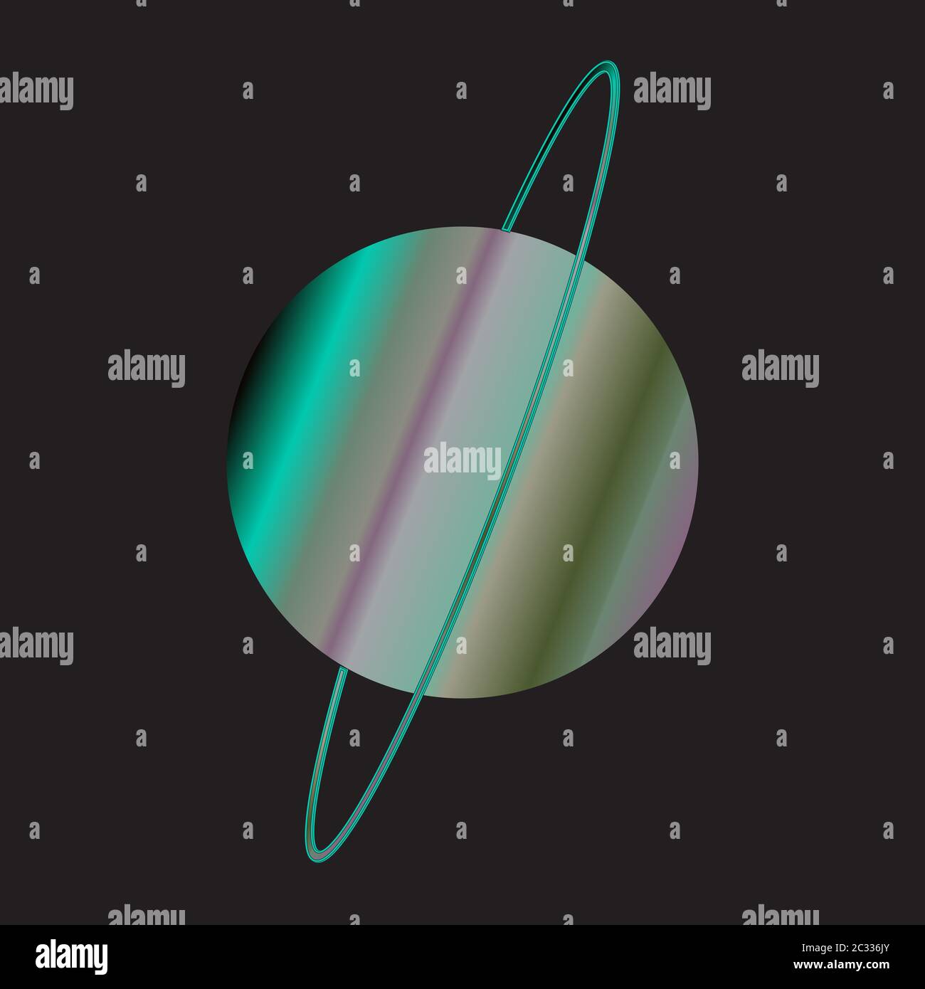 A representation of the planet Uranus with rings over a black ...